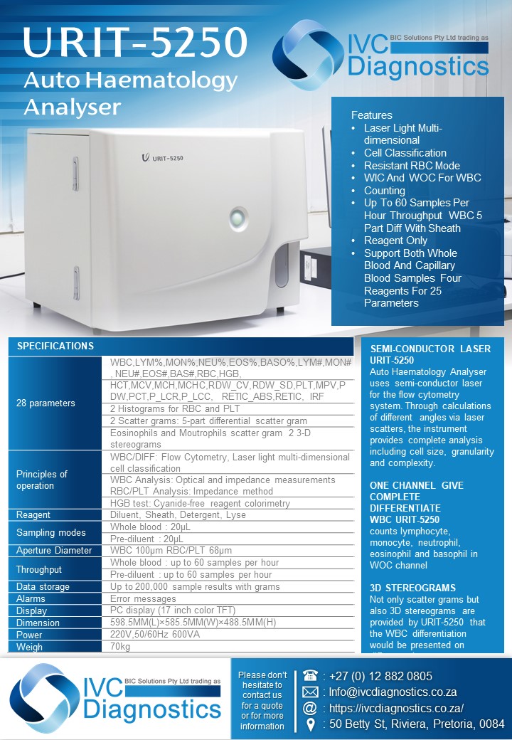 URIT 5250 Auto Haematology Analyser - Triogen Life